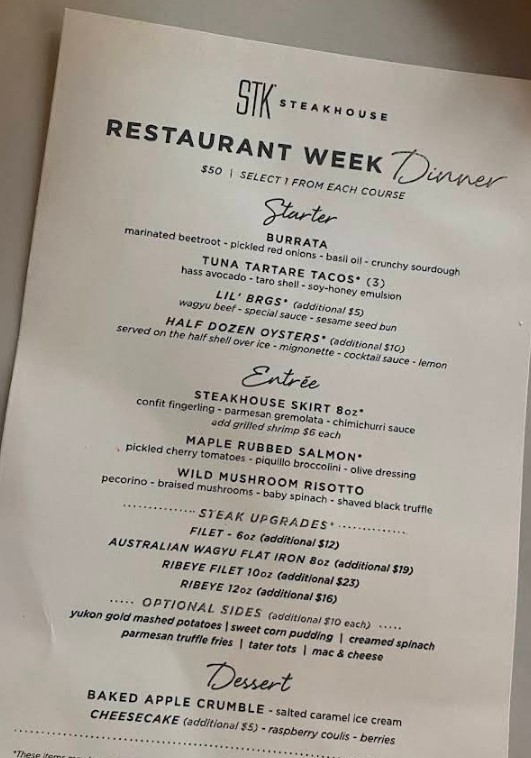 STK Steakhouse Restaurant Menu | Charlotte Fine Dining & Steaks